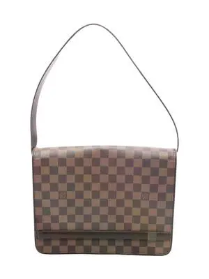LOUIS VUITTON 2001 Damier Ebene Tribeca Carre Shoulder Bag - Brown
