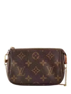 LOUIS VUITTON Monogram Canvas Pochette Accessoires Mini Clutch Bag - Brown