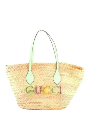 GUCCI Gucci Small Logo Open Woven Tote Bag