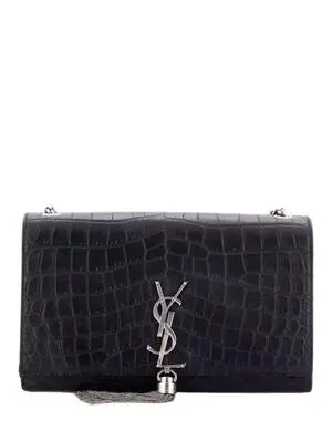 Saint Laurent Monogram Tassel Cross Body Bag - Black
