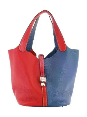 Hermès Casaque Picotin Lock Clemence Mm Tote Bag - Blue