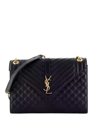 Saint Laurent Monogram Envelope Satchel - Black