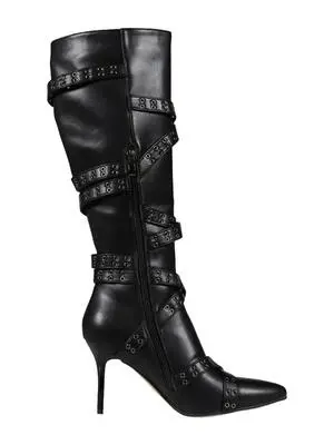 NIIHAI Strappy Knee-high Stiletto Boots - Black