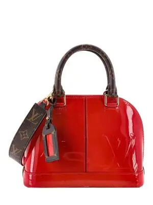 LOUIS VUITTON Louis Vuitton Alma Handbag Vernis With Monogram Canvas BB Satchel Red