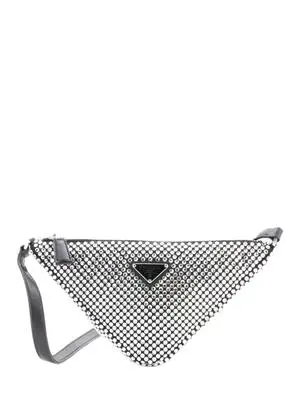 Prada Crystal Embellished Satin Mini Satchel - Black