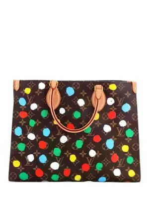 LOUIS VUITTON Onthego Yayoi Kusama Painted Dots Monogram Tote Bag - Brown
