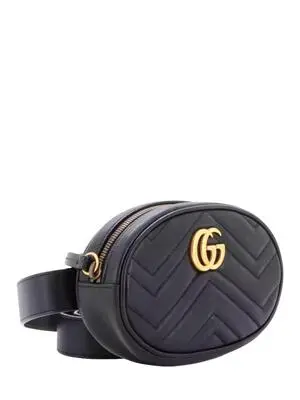 Gucci Gg Marmont Matelasse Leather Belt Bag - Black