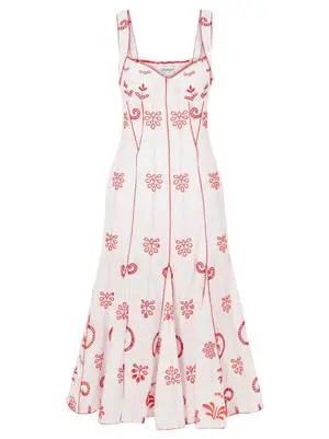 Charo Ruiz Ibiza Tiered Broderie Anglaise Midi Dress - No