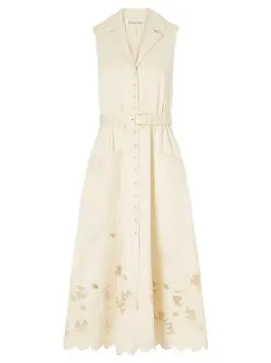 Saloni Embroidered Poplin Midi Dress - No
