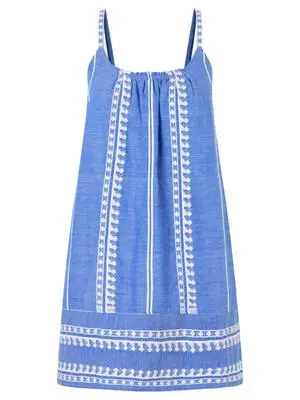 LEMLEM Cotton-gauze Mini Dress - Blue