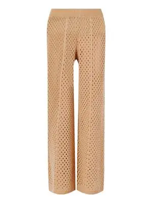 ALLUDE Crochet-knit Wool And Cashmere-blend Wide-leg Pants - No