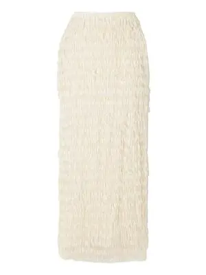 Maticevski Resonate Fringed Satin Midi Skirt - No