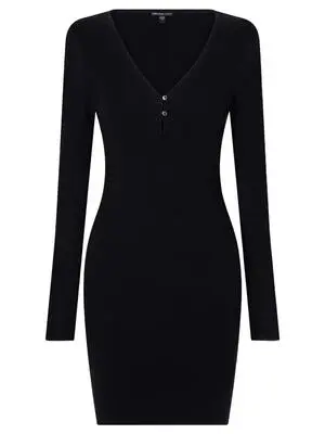 JAMES PERSE Ribbed Cotton And Cashmere-blend Mini Dress - Black
