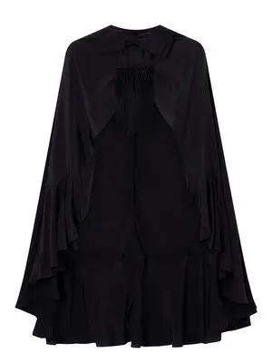 Johanna Ortiz Fringed Silk-crepe Cape - Black