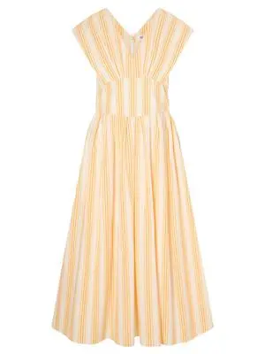 Rosie Assoulin Gathered Striped Cotton-taffeta Midi Dress - No