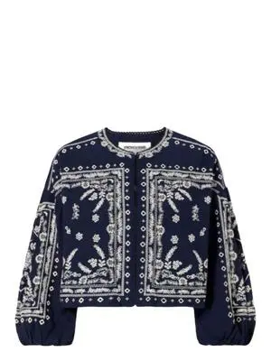 Veronica Beard Cropped Embroidered Poplin Jacket - No