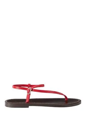 K.JACQUES Vassili Snake-effect Leather Flat Sandals - Black