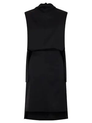 Brandon Maxwell Gathered Wool-twill Turtleneck Mini Dress - Black