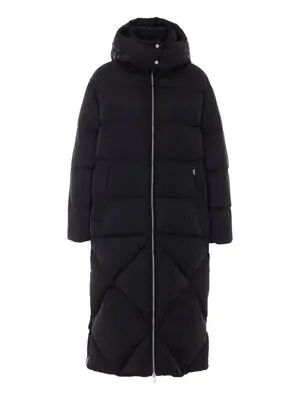 Add Quilted Hooded Down Coat - Black