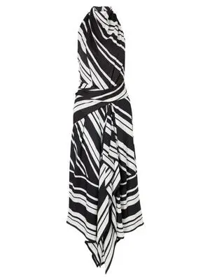 BRANDON MAXWELL Brandon Maxwell Striped Twill Halterneck Midi Dress