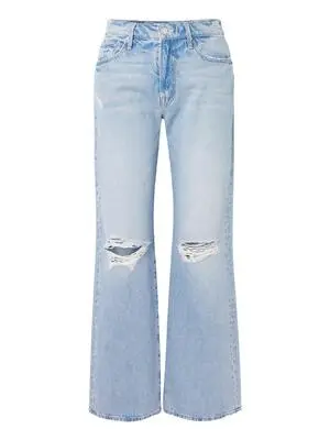 MOTHER Maven Sneak Distressed High-Rise Straight-Leg Jeans