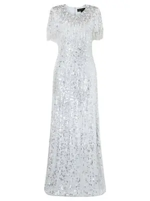 Jenny Packham Crystal-embellished Sequin Chiffon Gown - No