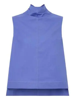 Brandon Maxwell The Finn Cotton-poplin Turtleneck Blouse - Blue