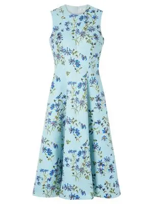 EMILIA WICKSTEAD Floral-print Faille Midi Dress - Blue