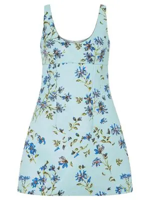 EMILIA WICKSTEAD Floral-printed Twill Mini Dress - Blue