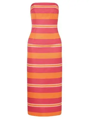 EMILIA WICKSTEAD Leila Striped Taffeta-faille Midi Dress - Red