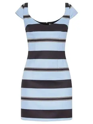 EMILIA WICKSTEAD Eloise Striped Taffeta-faille Mini Dress - Blue