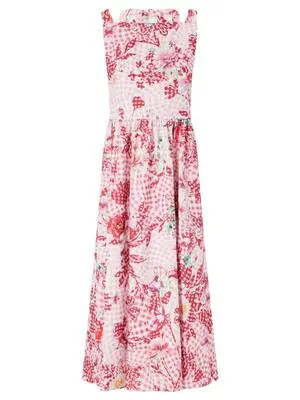 MARY KATRANTZOU Checked Floral-print Midi Dress - No
