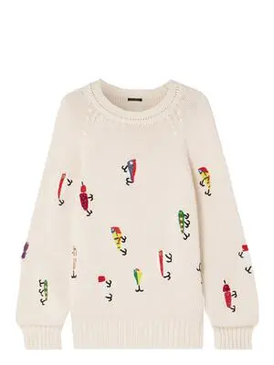 MOTHER Embroidered Cotton Sweater