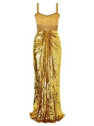 Jenny Packham Draped Embellished Tulle Gown - Multicolor