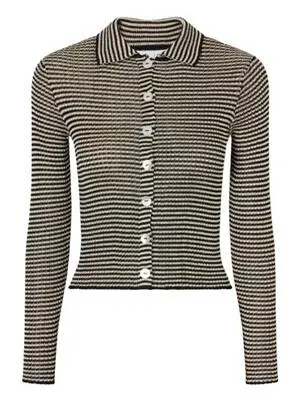 Calle Del Mar Striped Knitted Cardigan - Black