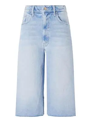 MOTHER The Whole Lot Zip Fray Low-rise Wide-leg Denim Shorts - No