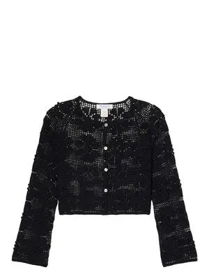 Calle Del Mar Daisy Chain Cropped Crocheted Cardigan - Black