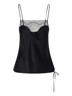 Carine Gilson Lace-trimmed Silk-satin Cami - Black