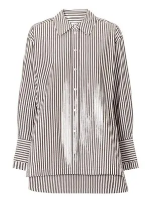 JOSEPH Thea Striped Cotton-poplin Blouse - Gray