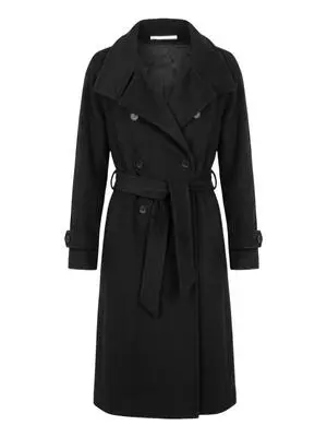Tagliatore V-neck Belted Coat - Black