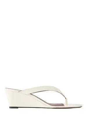 NEOUS Glossy Wedge Slide Sandals - White