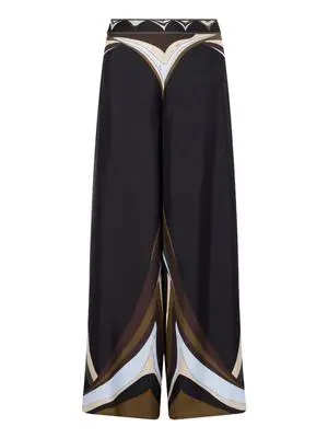 Emilio Pucci Printed Silk-twill Wide-leg Pants - Black
