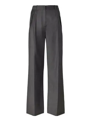 Loulou De Saison Pleated Wool-twill Straight-leg Pants - Black
