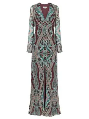 Veronica Beard Daciana Printed Silk-georgette Maxi-dress - Gray