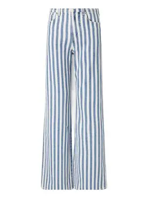 VERONICA BEARD Striped High-Rise Wide-Leg Jeans