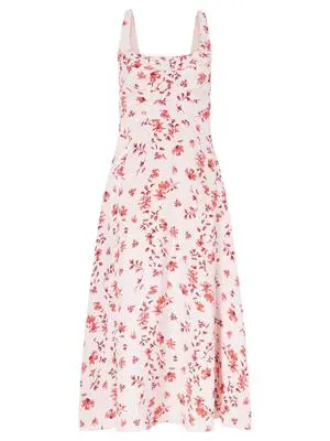EMILIA WICKSTEAD Verena Ruched Floral-print Silk Midi Dress - No