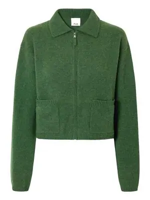 ALLUDE Cashmere Zip-front Collared Cardigan - No
