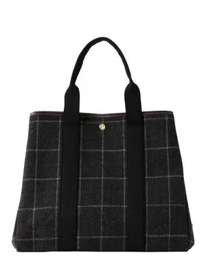 Rue De Verneuil Plaid Wool Tote - Black