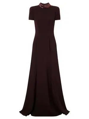 Jenny Packham Mesa Embellished Crepe Gown - Black