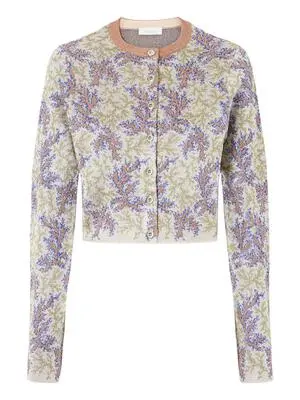 Rabanne Cropped Jacquard Cardigan - Nude